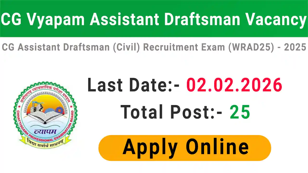 CG Vyapam Assistant Draftsman Vacancy 2026 Online