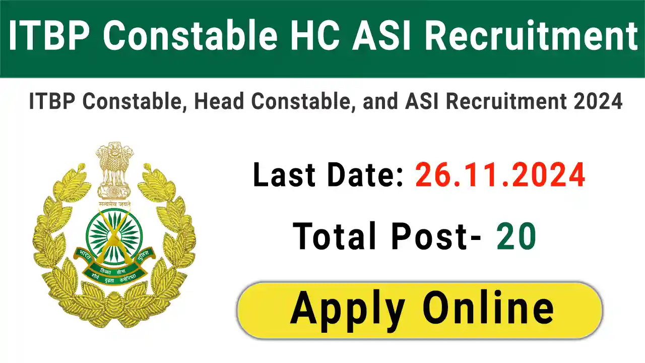 ITBP Recruitment 2024 Apply Online For HC, SI, ASI