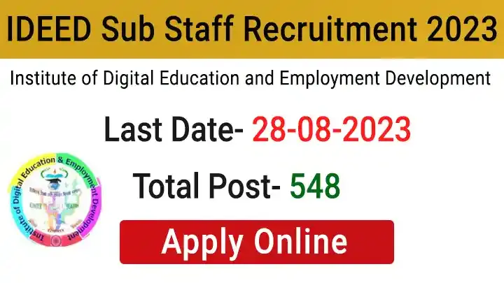 IDEED Sub Staff Recruitment 2023 Apply At dsrvsindia.ac.in