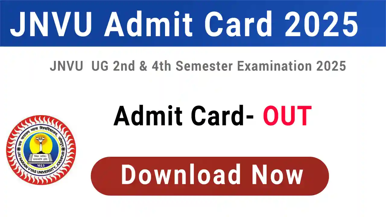 JNVU UG 2nd, 4th Semester Admit Card 2025 Download